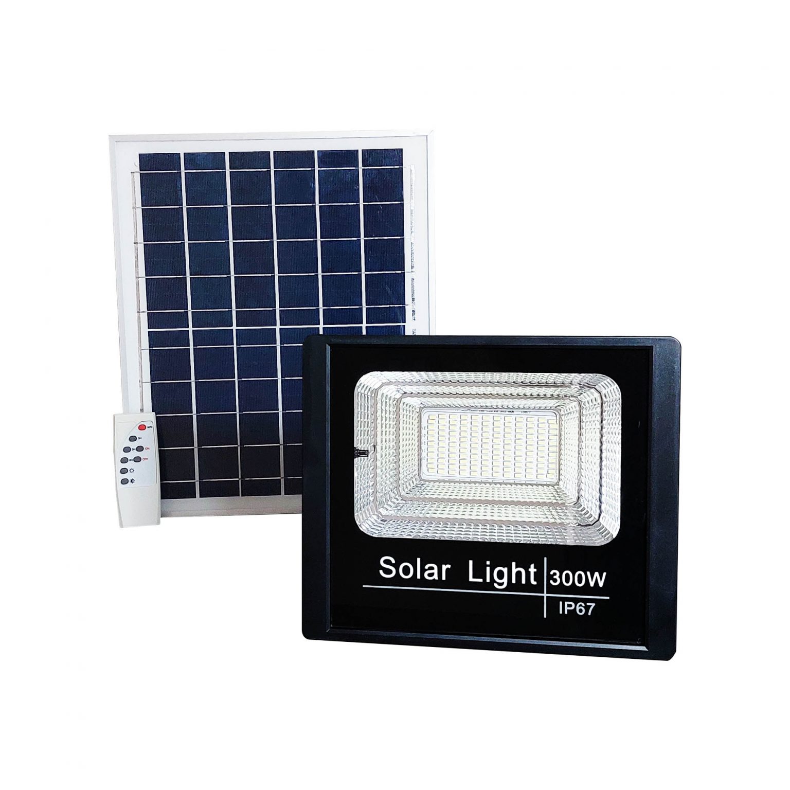 Foco Solar 300w Ip67 con Panel Solar y Control – Luces Led Chile